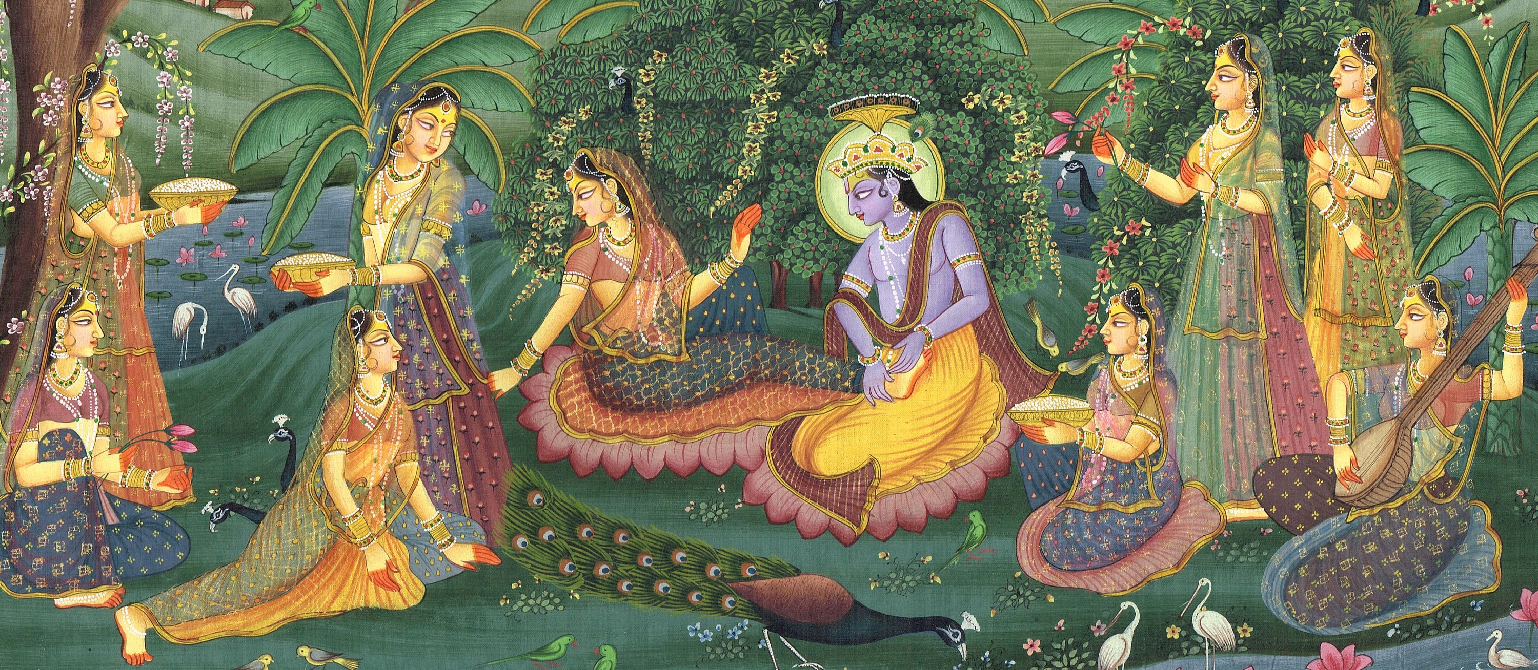 Radha Krishna Painting for Wall Decor Religious Art on Cloth 17.5x13.5 ...