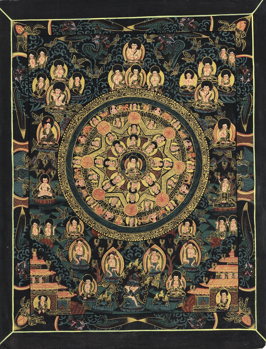 Thangka Painting Lord Buddha Art on Cloth 12x16 Inches | Buddha ...