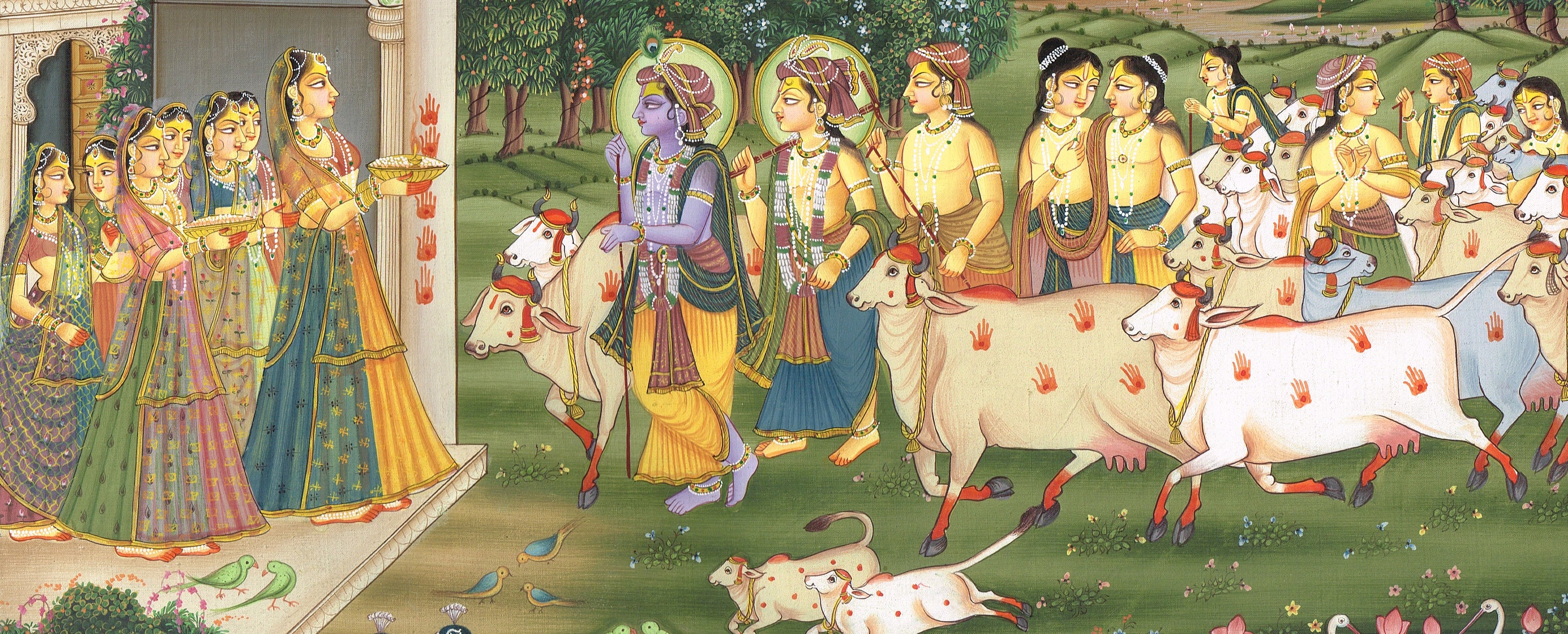 Krishna & Balarama Painting of Hindu Religious Art on Cloth - Etsy