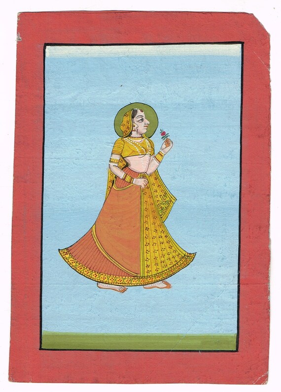 Miniature Portrait Painting of Rajput Queen Indian Old | Etsy