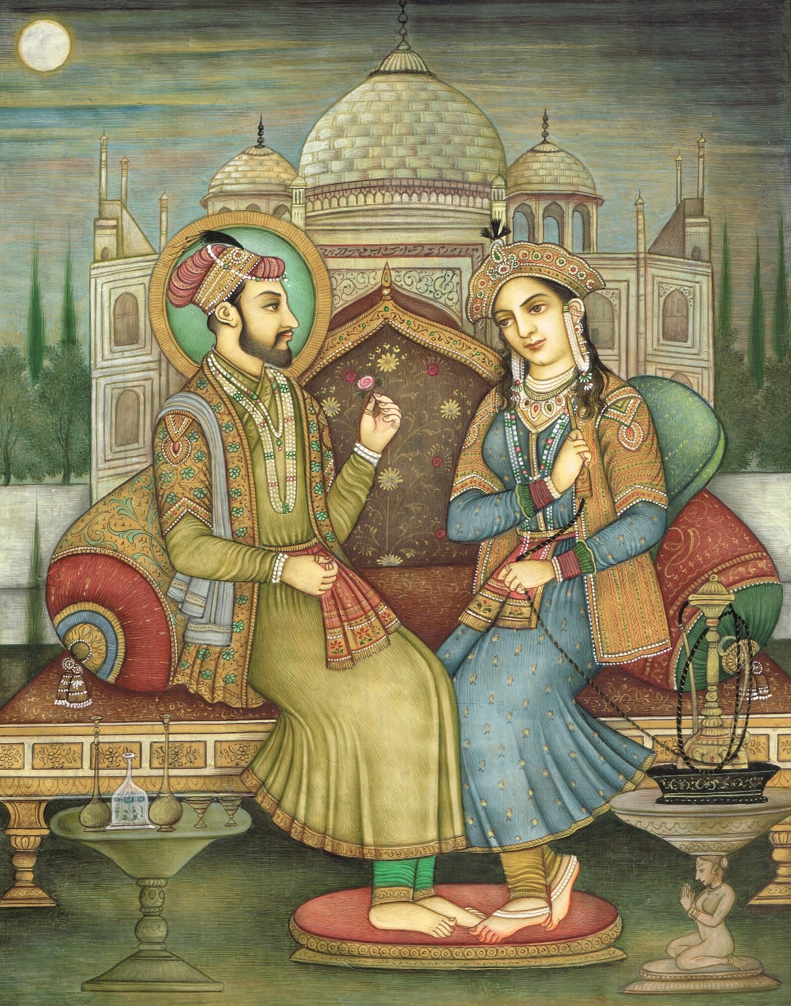 Portrait Painting of Mughal Emperor Shahjahan and Empress Mumtaz Mahal ...