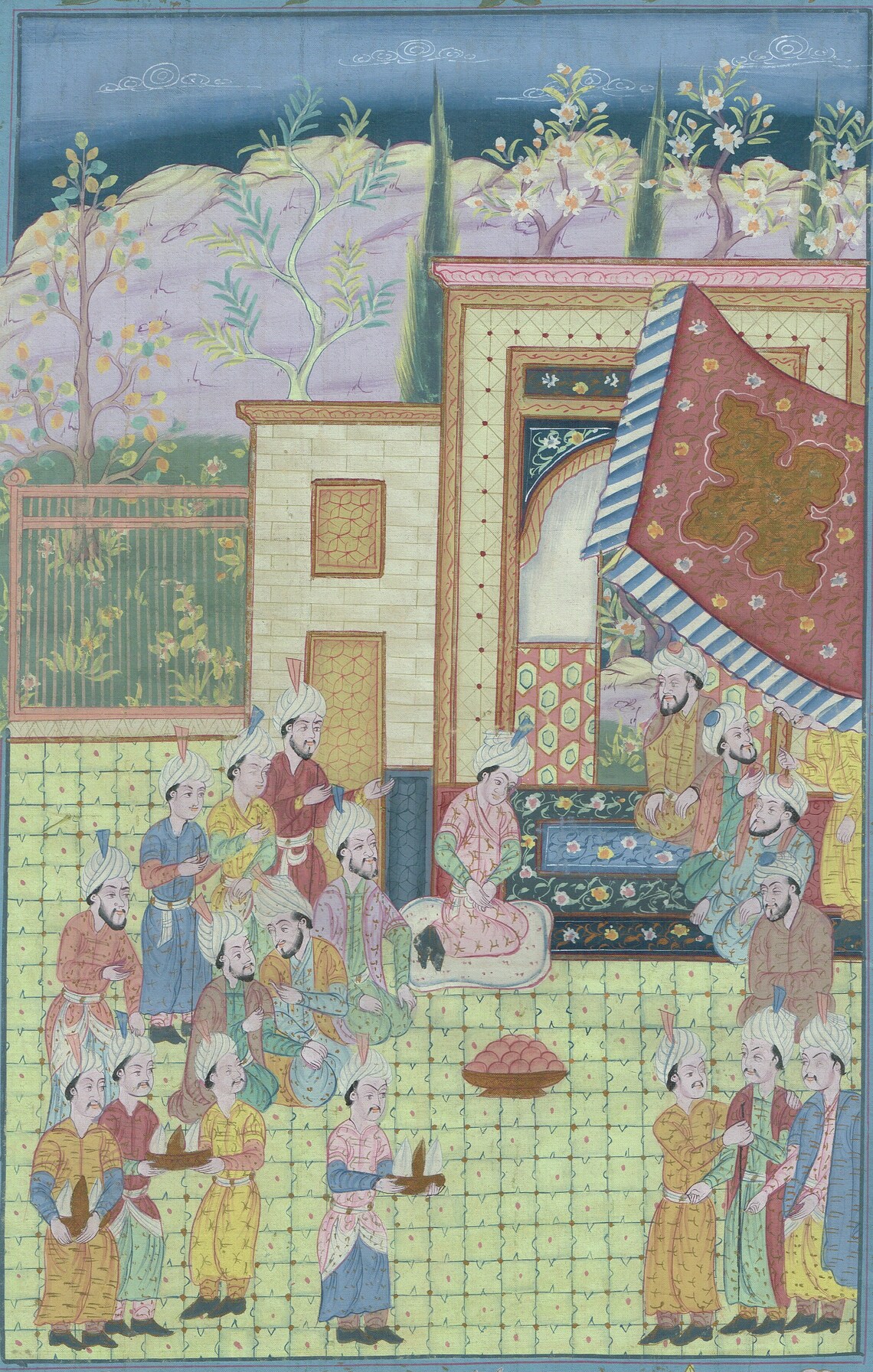 Handmade Persian Vintage Art of Persian Darbar court Art on Cloth 16x22 ...