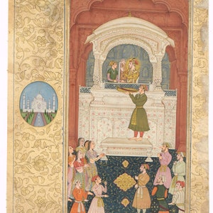 Ancient Indian Miniature Painting of Mughal Emperor Shahjahan Honour ...