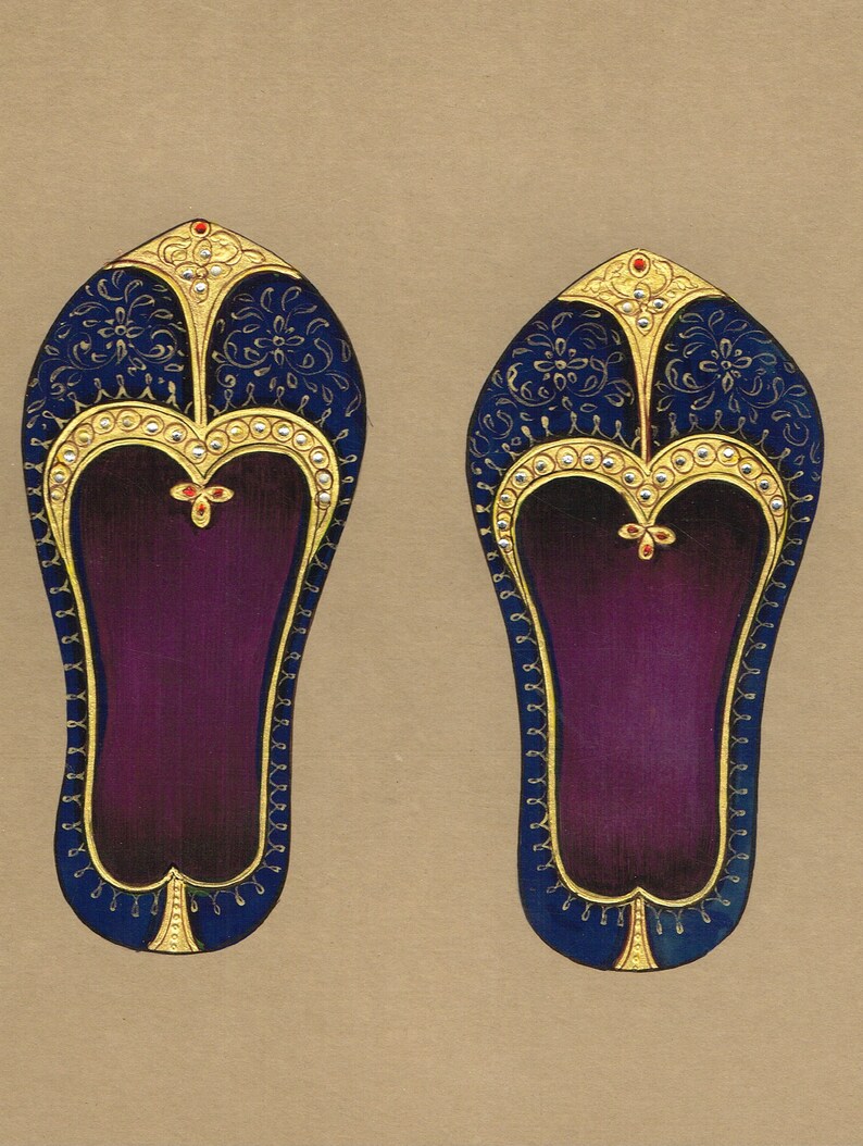 Handmade Indian Traditional Art Painting of Rajasthani Shoes Jutti Fine ...