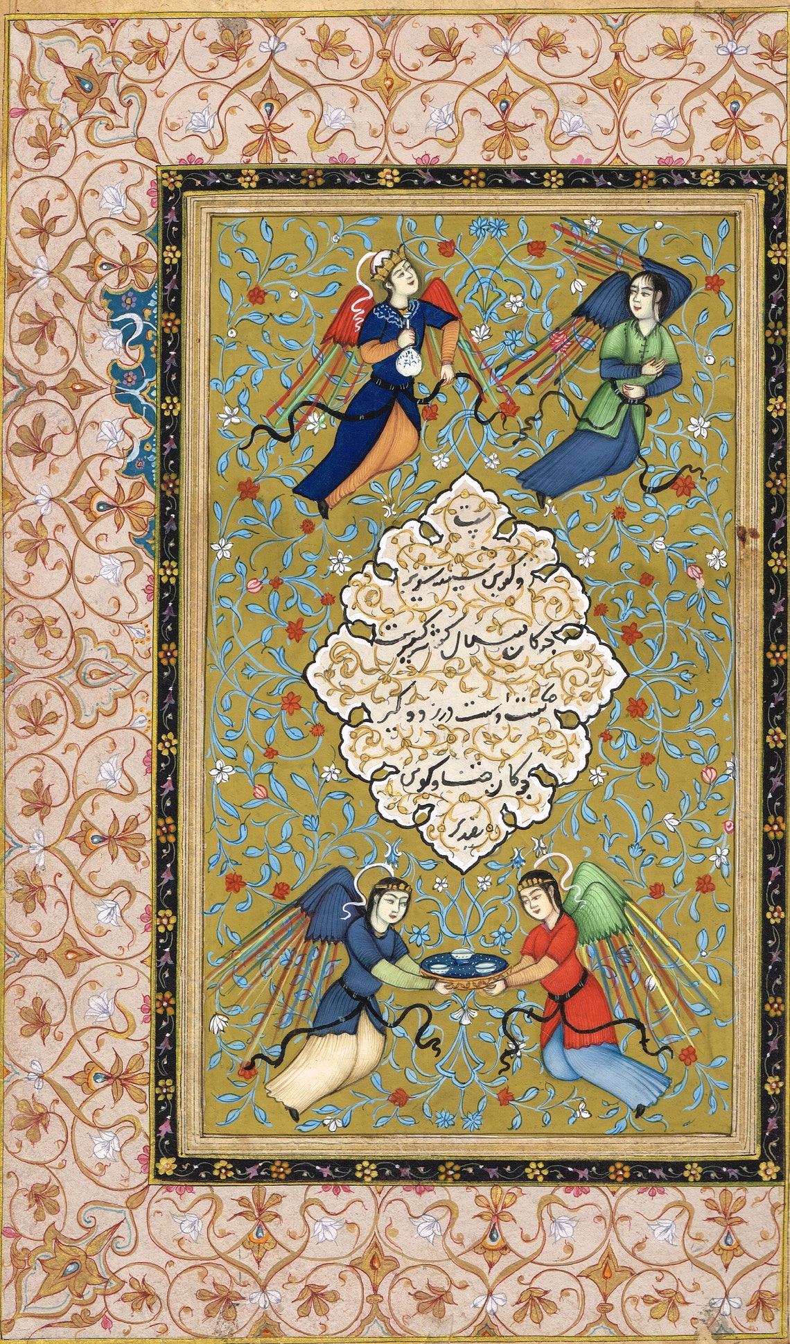 Islamic Angels Persian Miniature Painting on Paper Handmade Vintage ...