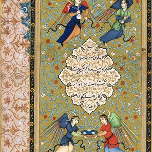Islamic Angels - Persian Miniature Painting on Paper | Handmade Vintage ...