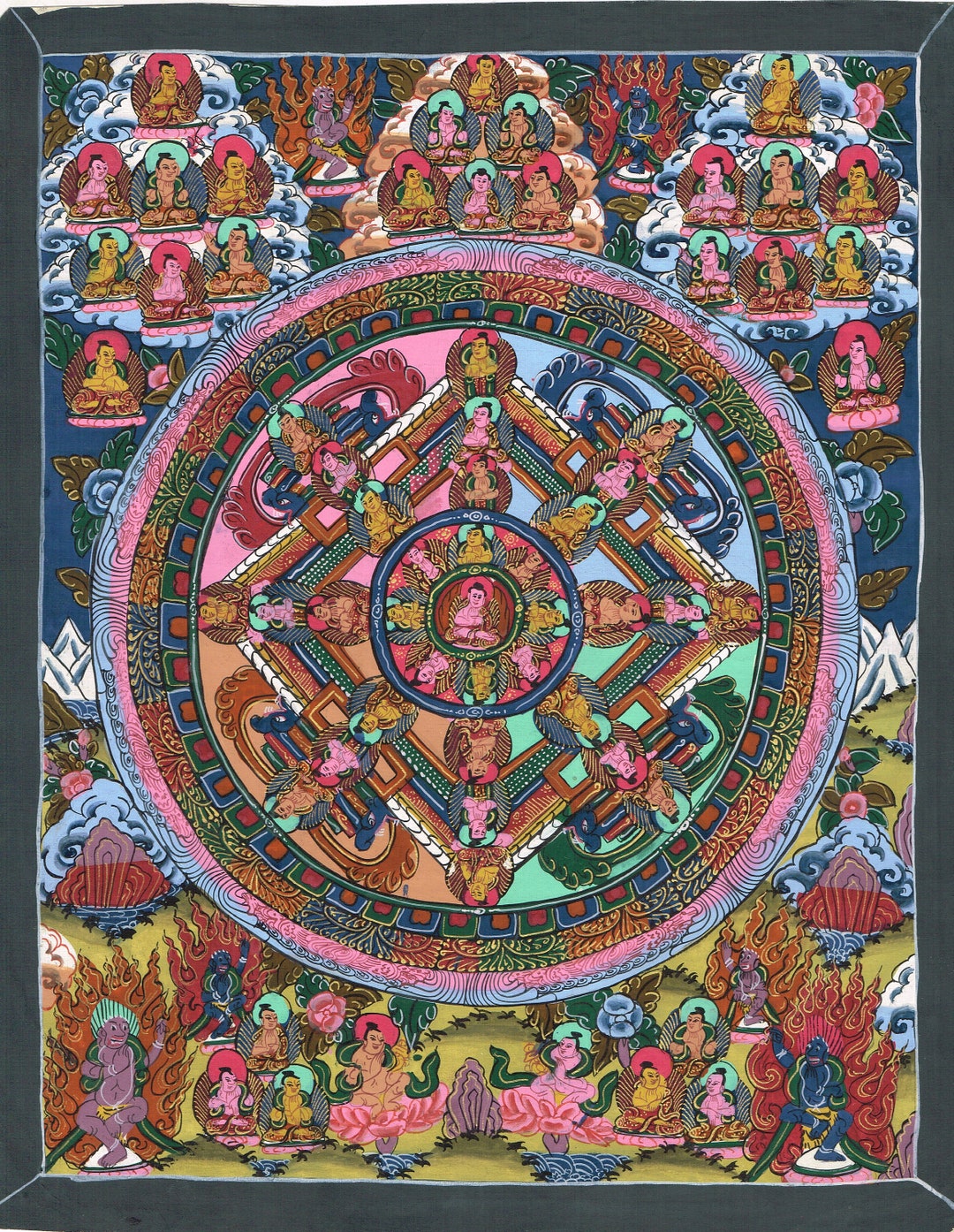 Nepali Thangka Painting Lord Buddha Art on Cloth 11.5x15 Inches ...