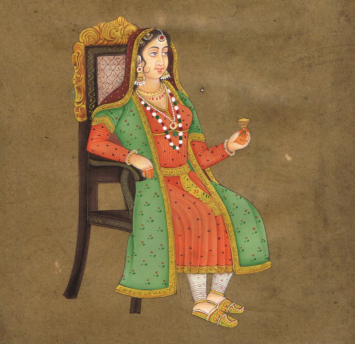 Hand Miniature Painting of Indian Queen Handmade Fine Art on Old Stamp ...