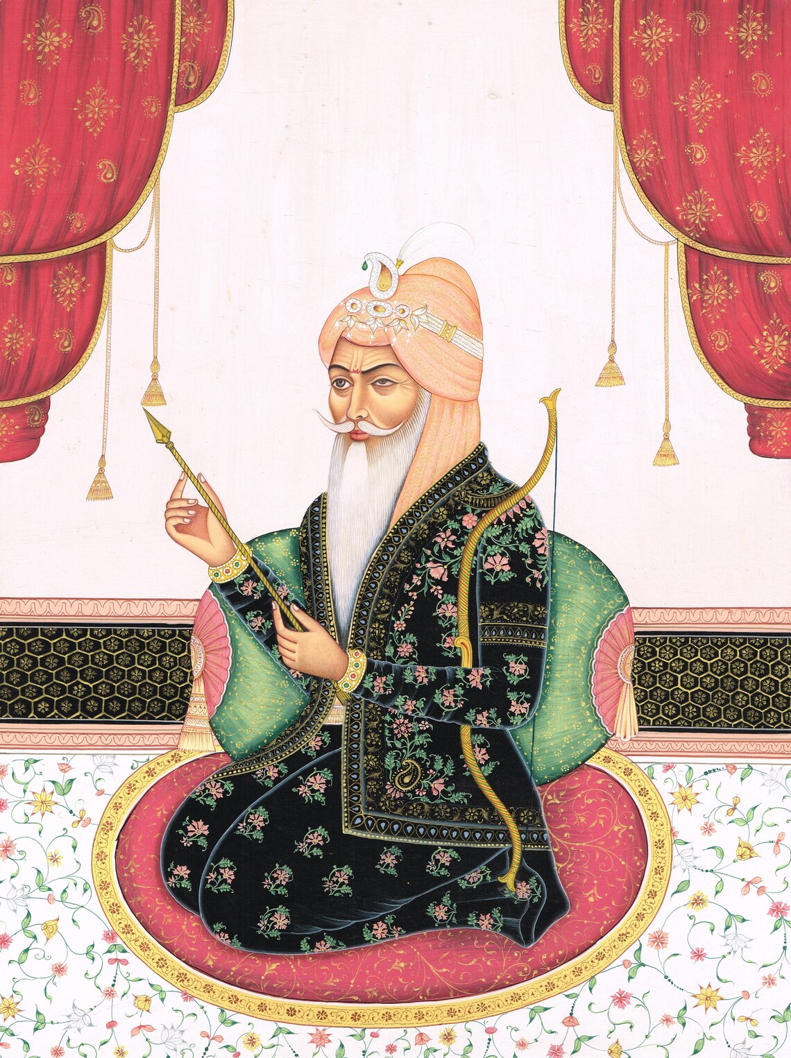 Sikh Painting | Miniature Portrait of Sikh Maharaja Ranjit Singh 1st ...