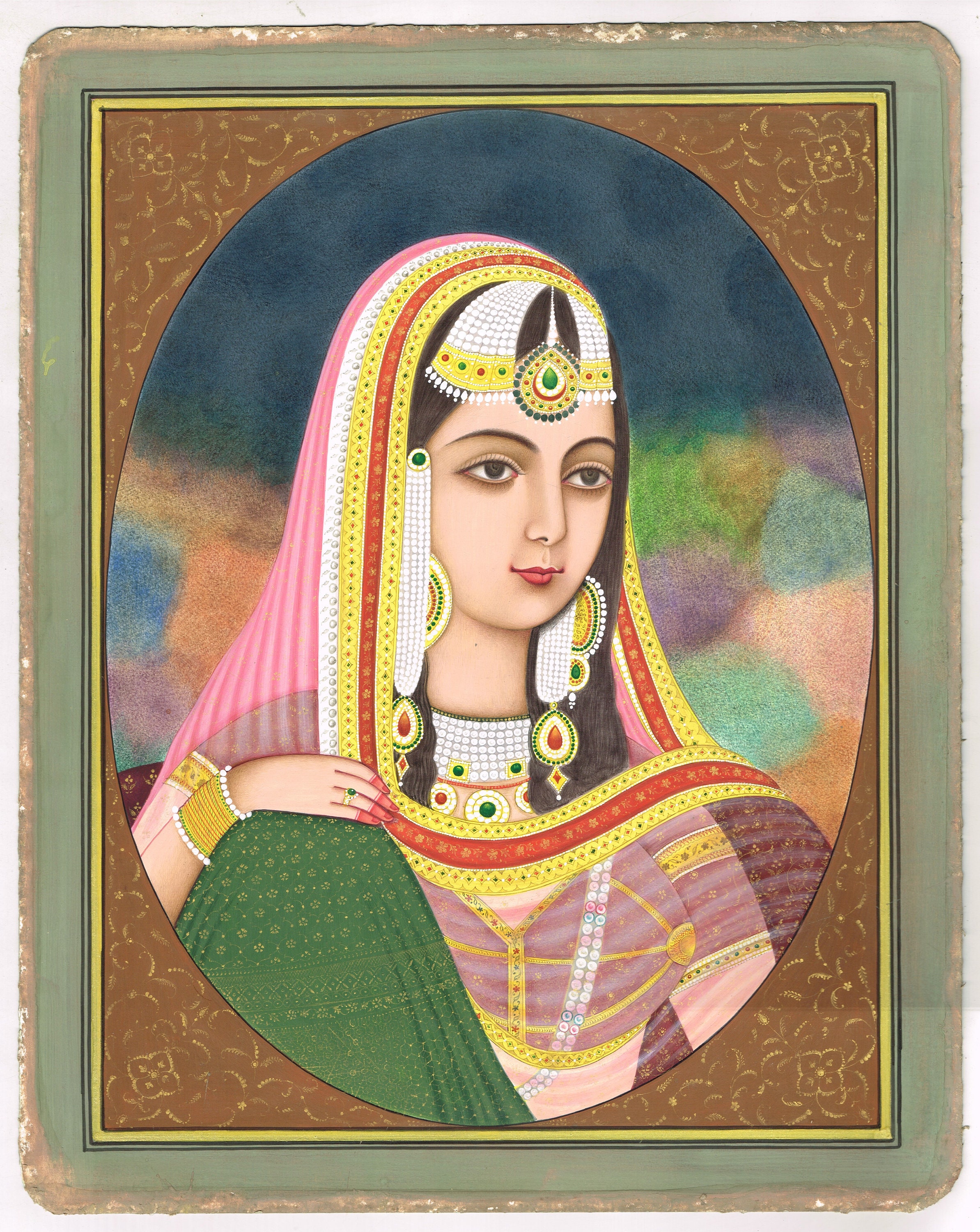 Handmade Mughal Queen Portrait: Dilras Banu Miniature Painting (10x13 ...