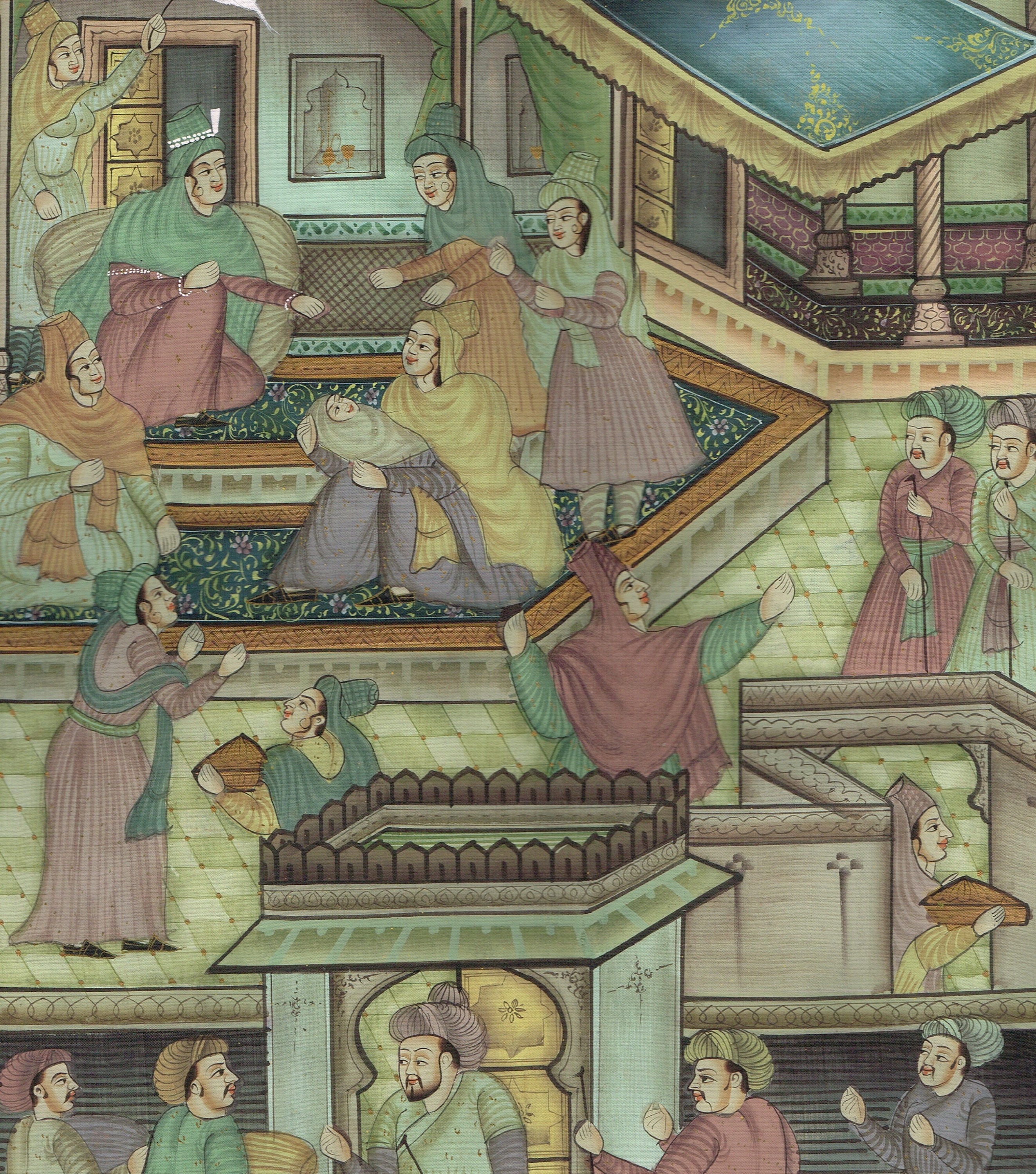 Handmade Persian Miniature Painting of Persian Court darbar Scene ...