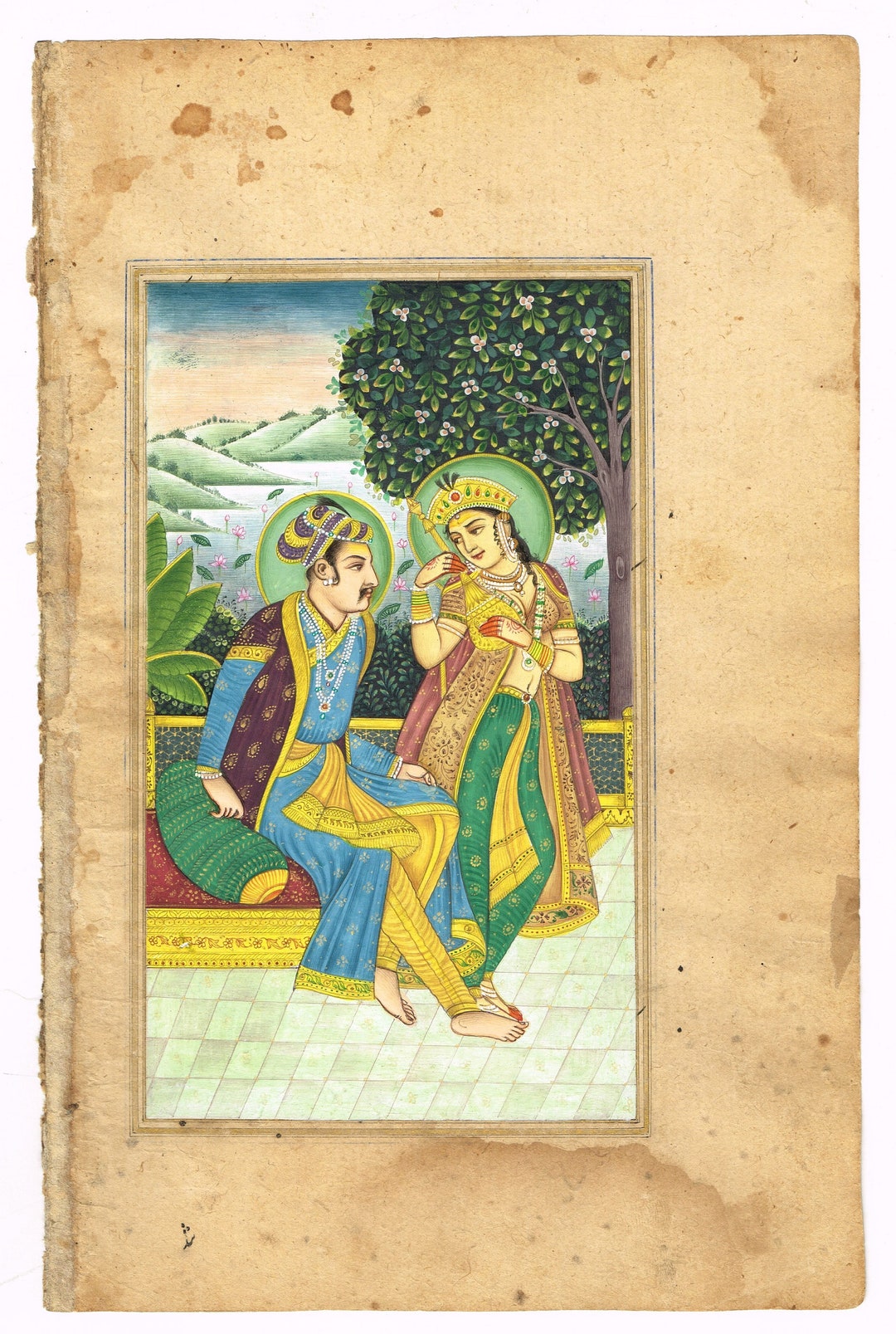 Handmade Indian Miniature Painting of Emperor Akbar and Empress Jodha ...