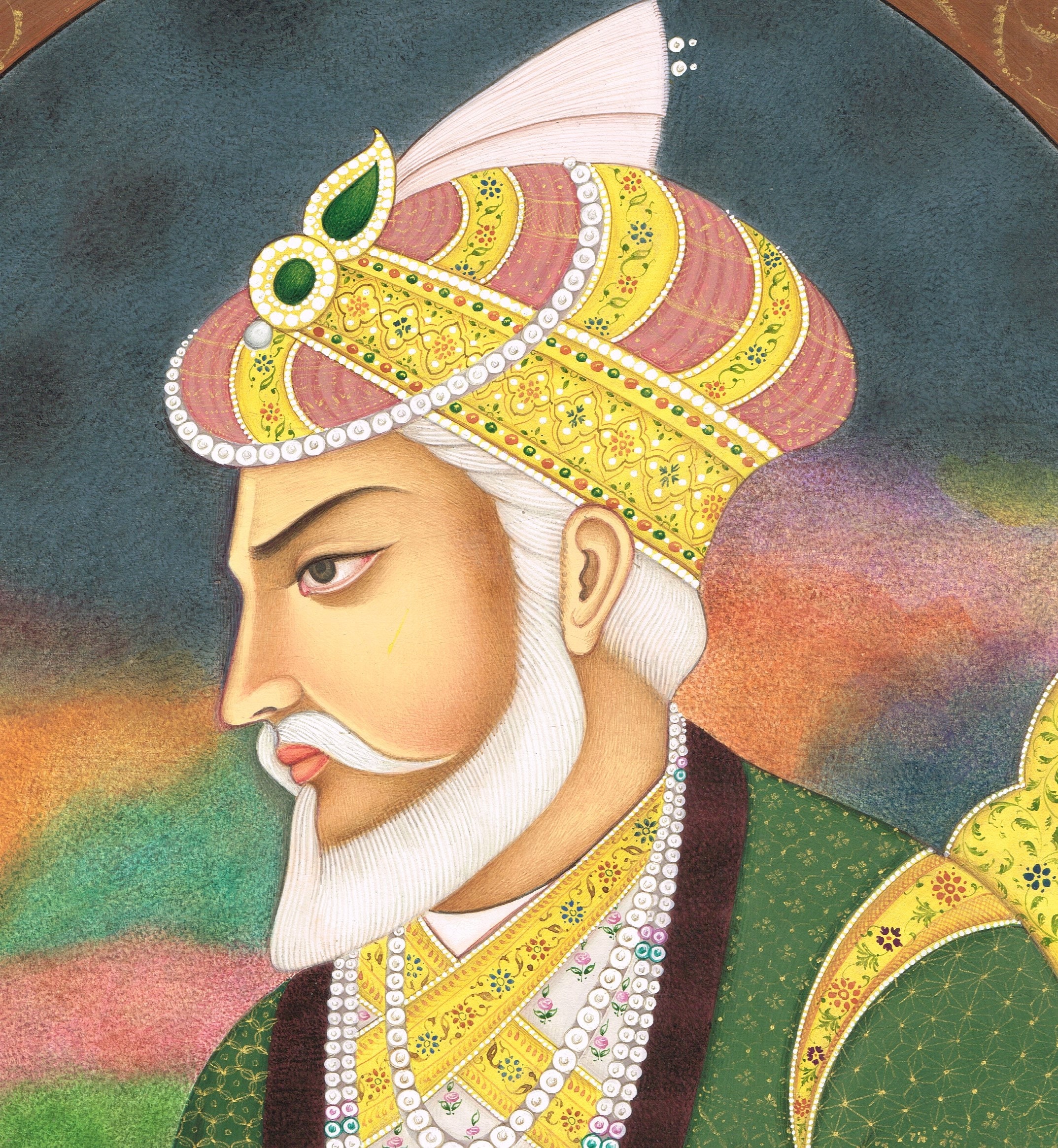 Miniature Portrait Painting of Mughal Emperor Aurangzeb Fine Art on ...