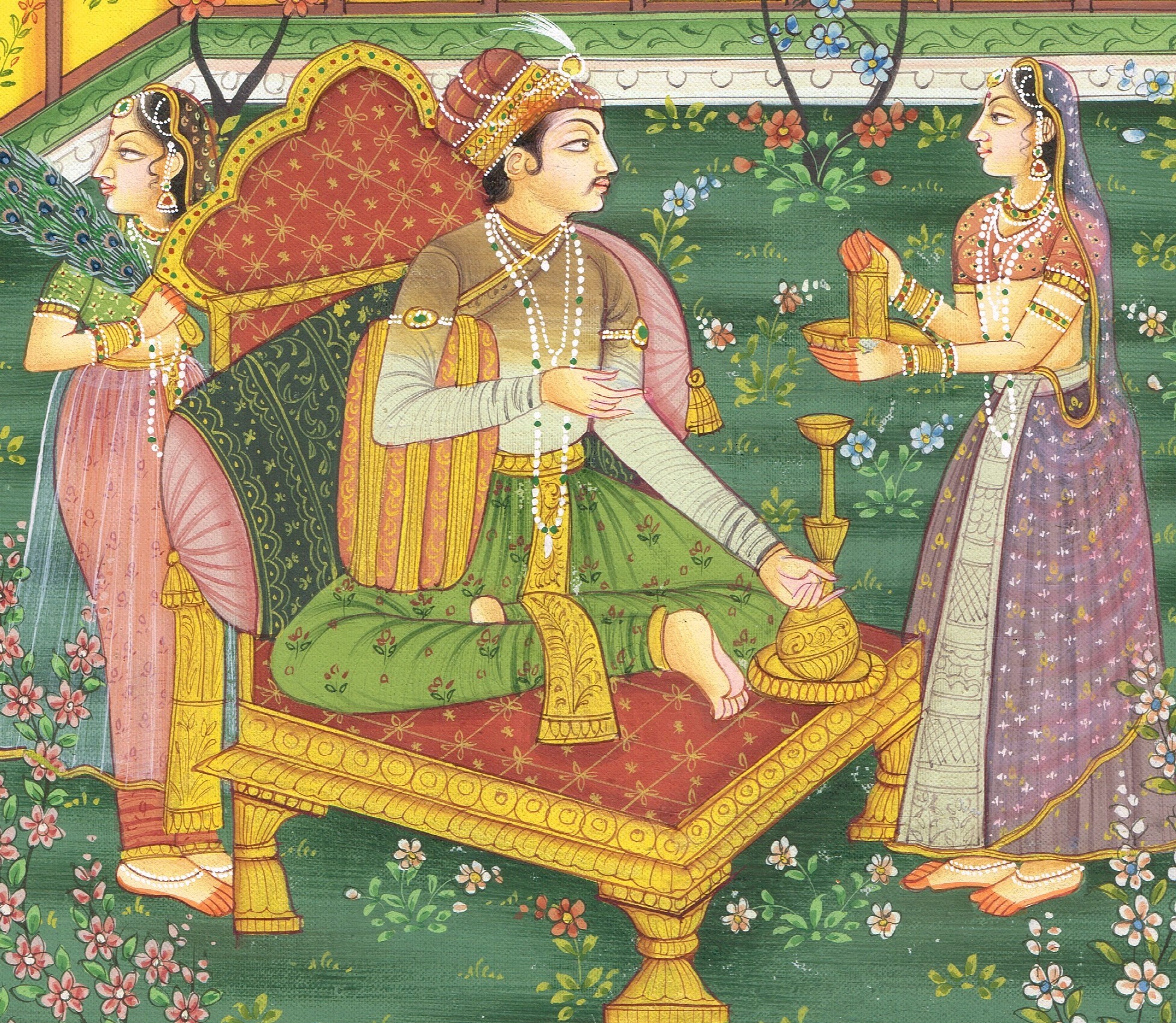 Indian Miniature Painting of Mughal Emperor Akbar Seated on - Etsy