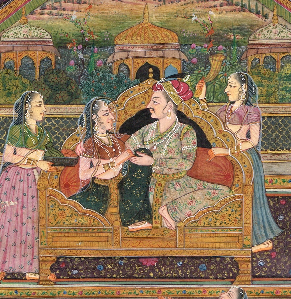 Indian Old Painting of Mughal Emperor Akbar & Jodha Bai - Etsy