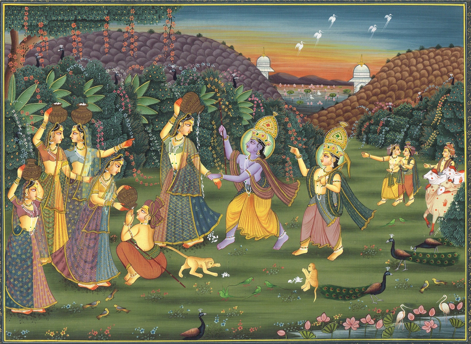 Radha Krishna Painting of Krishna Ras Leela Art on Cloth 17.5x13.5 ...