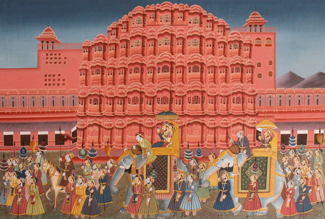 Rajasthani Miniature Painting of Jaipur Procession Art View - Etsy