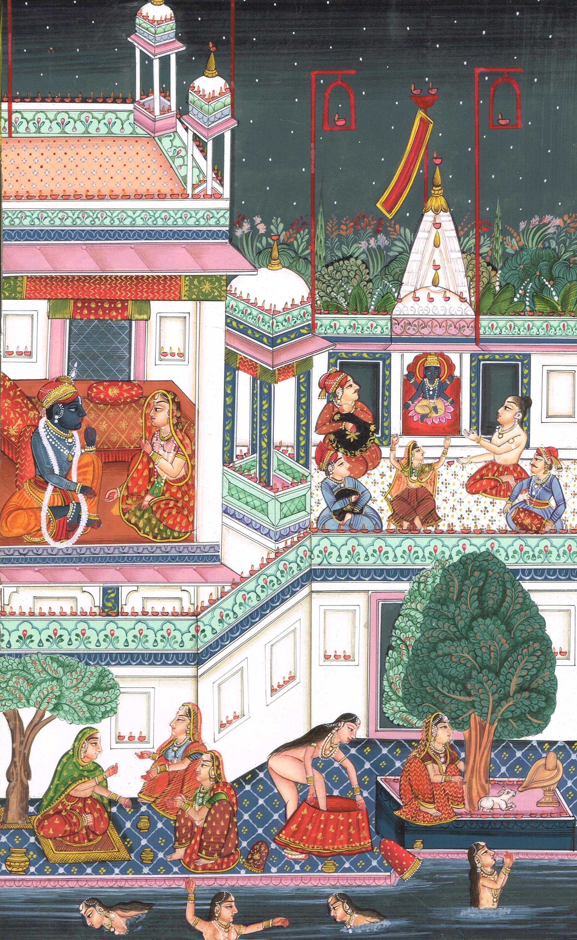 Kartik Barahmasa Miniature Painting: Indian Wall Art on Wood (6x10) - Etsy
