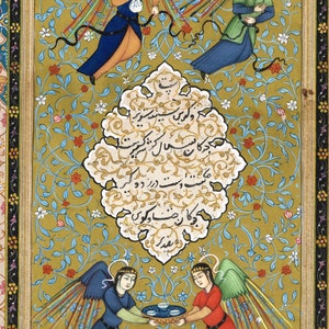 Islamic Angels - Persian Miniature Painting on Paper | Handmade Vintage ...