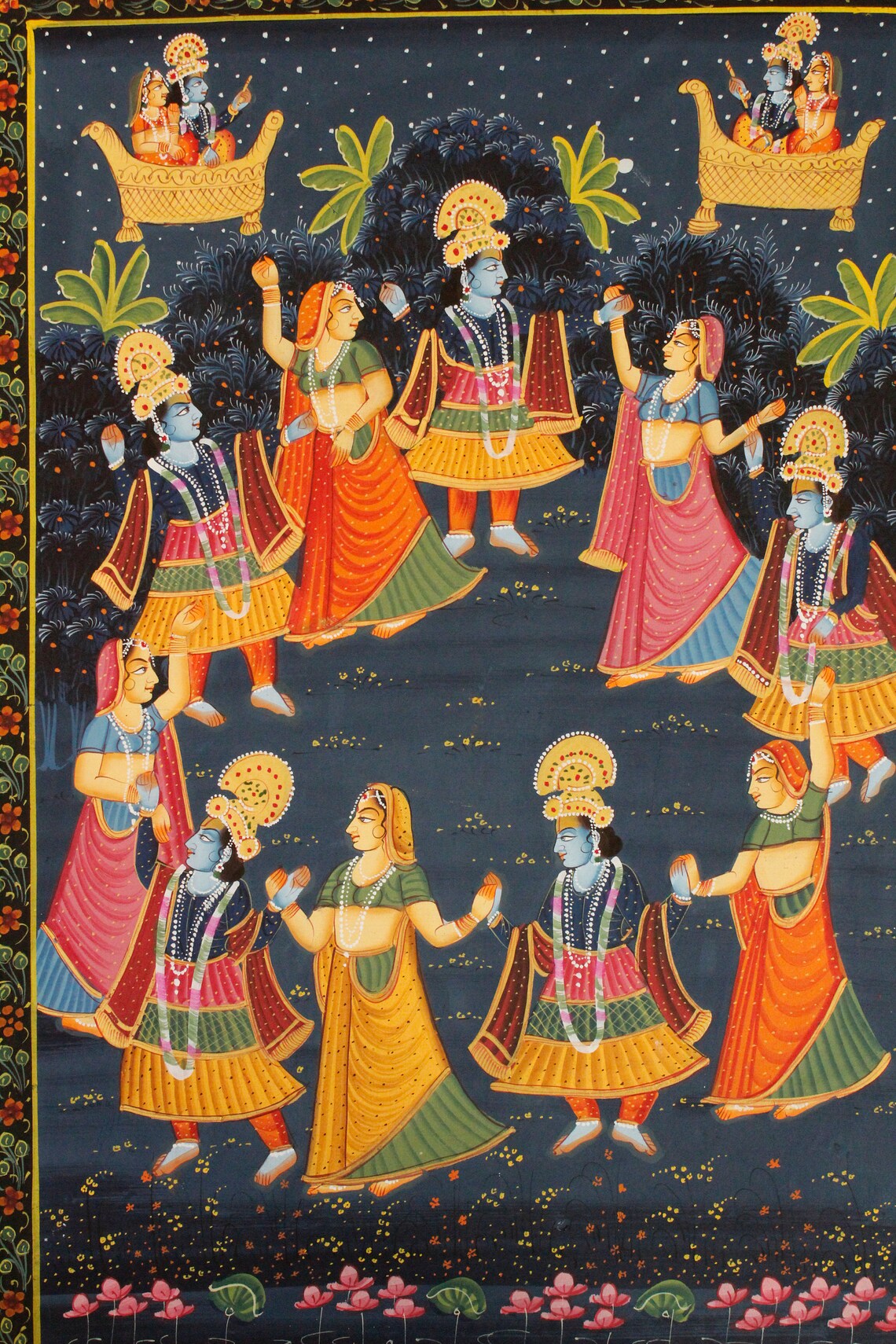 Krishna Ras Leela Painting of Lord Krishna and Radha Dancing With Gopis ...