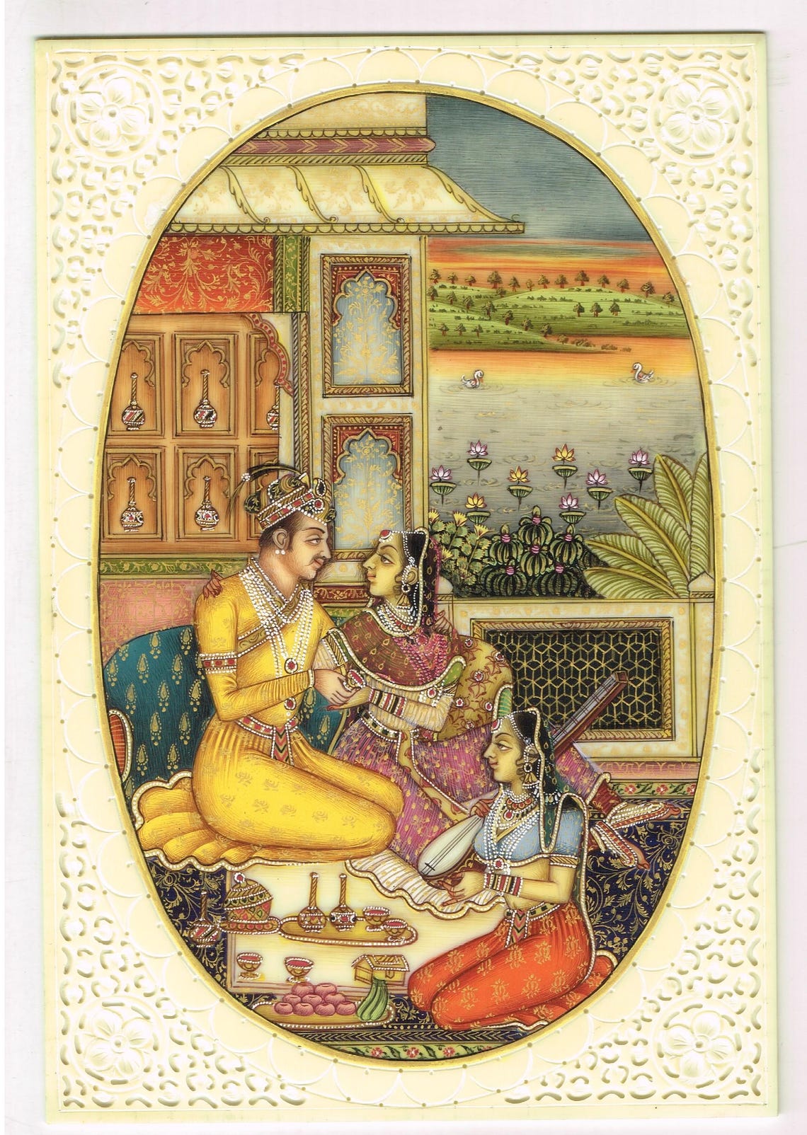 Mughal King Akbar Miniature Painting: Handmade Indian Couple Art (4x6 ...