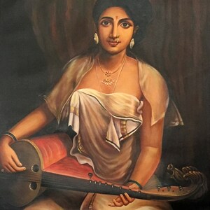 Lady Playing the Veena Painting Handmade Art on Canvas Lady - Etsy