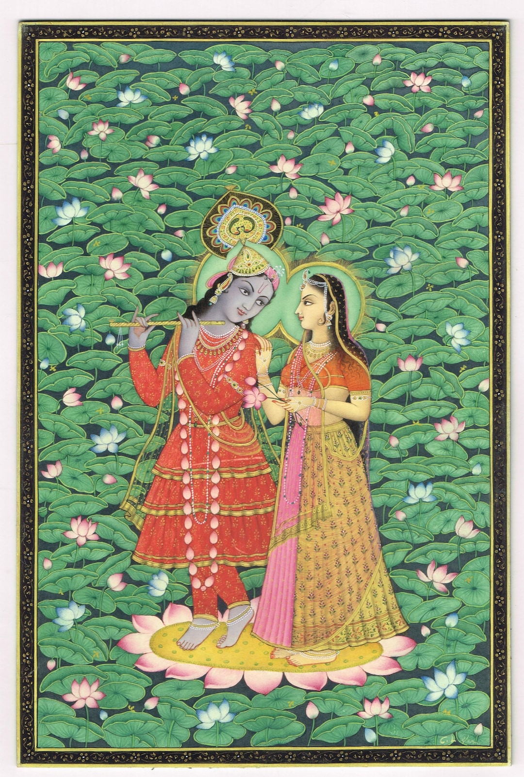 Handmade Radha Krishna Painting on Plate: Hindu God Art (4.75x6 Inches ...
