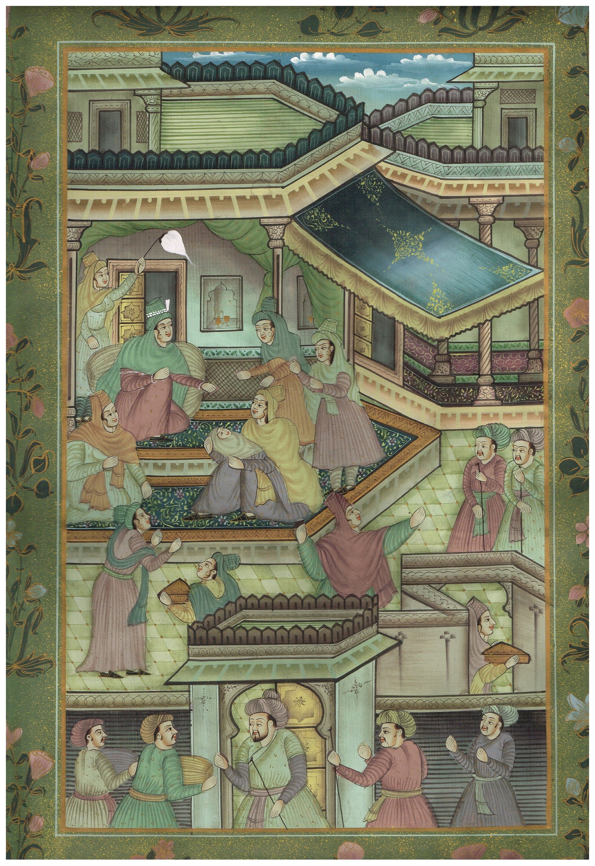 Handmade Persian Miniature Painting of Persian Court darbar Scene ...