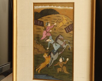 Indian Miniature Painting of Mughal Emperor With Follower Hunting the ...