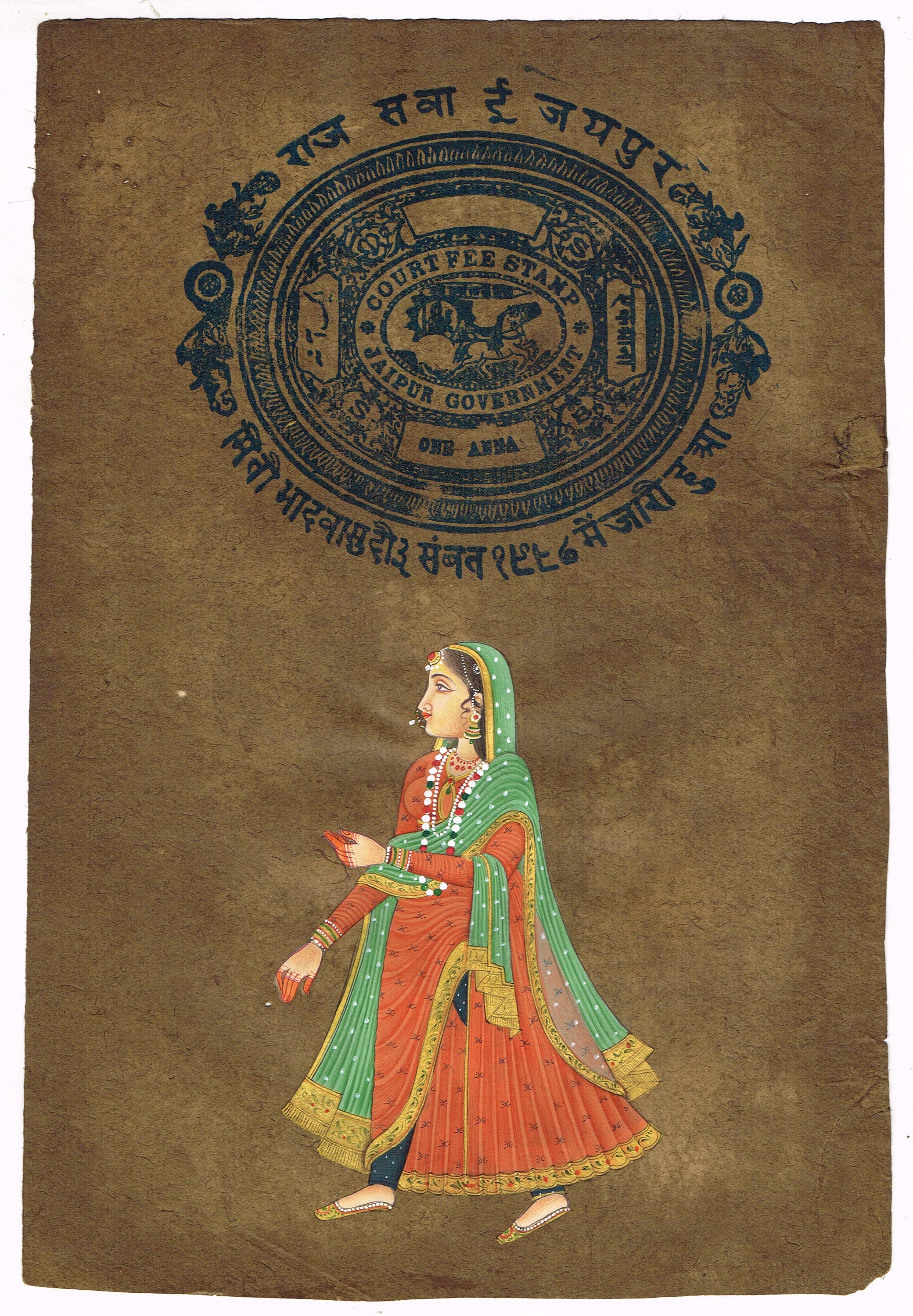 Indian Miniature Painting of Rajput Queen of Jaipur Fine Art on Old ...