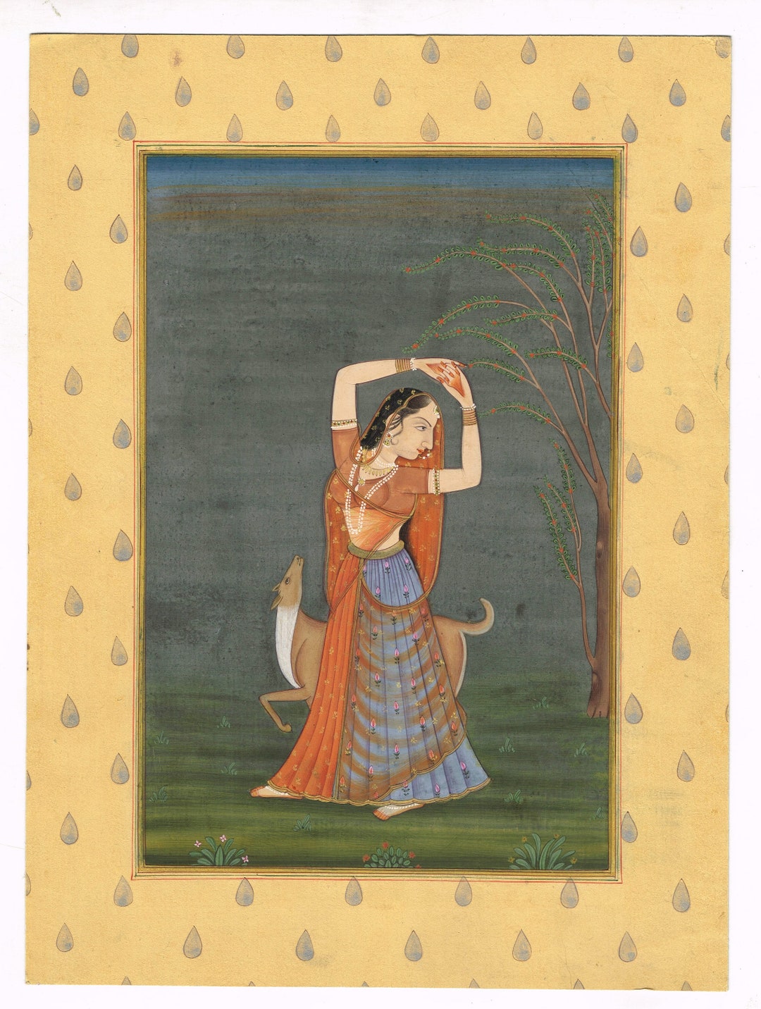 Miniature Portrait Painting of Rajput Queen - Indian Old Painting on ...