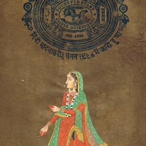 Indian Miniature Painting of Rajput Queen of Jaipur Fine Art on Old ...