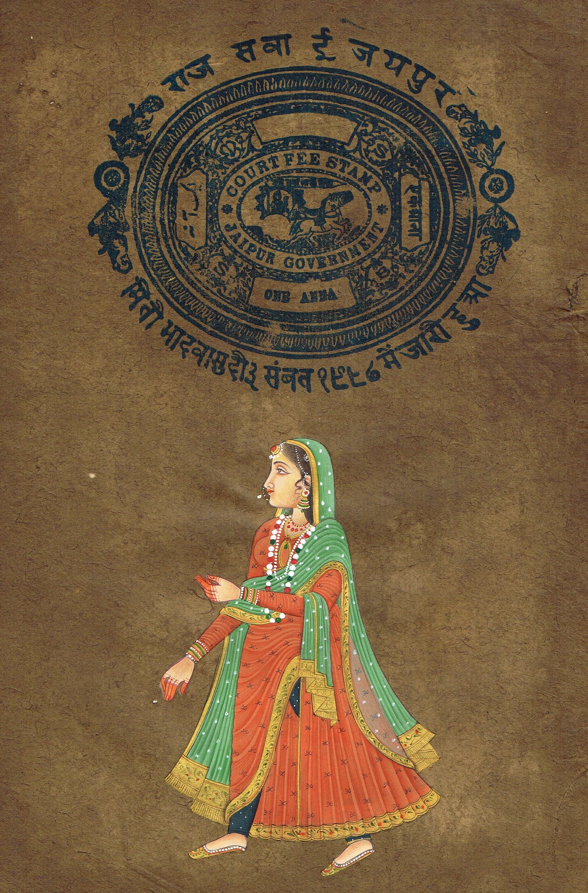 Indian Miniature Painting of Rajput Queen of Jaipur Fine Art on Old ...