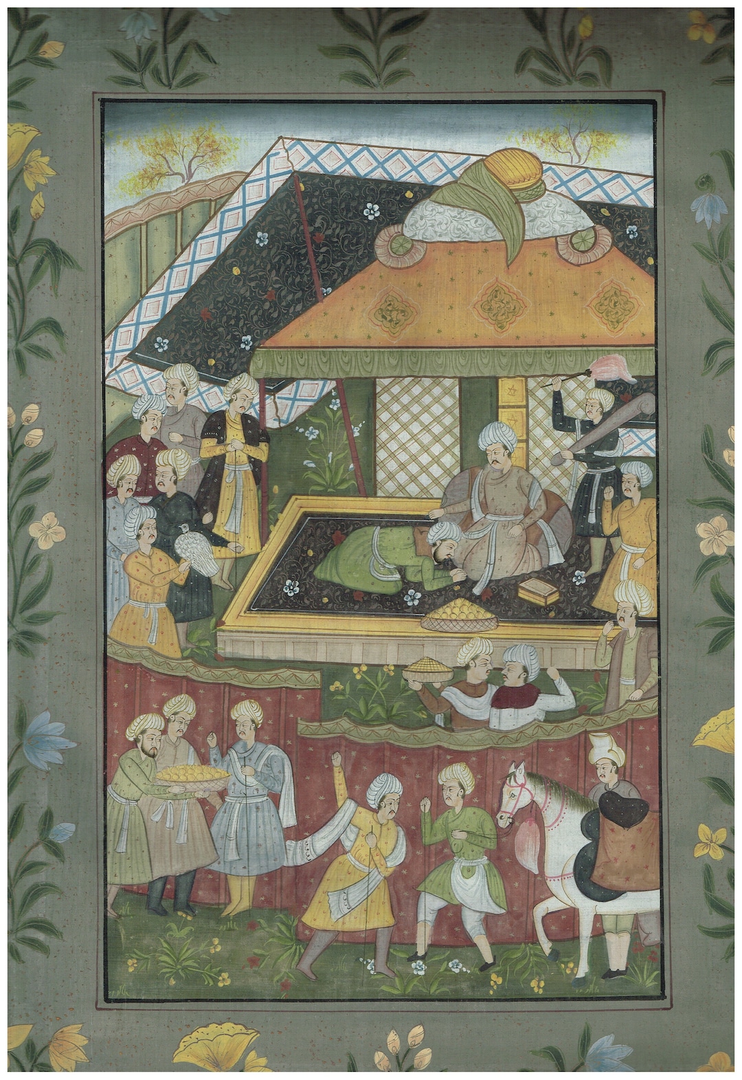 Persian Court Scene Fine Art on Silk Cloth Persian Old Painting 16x21.5 ...