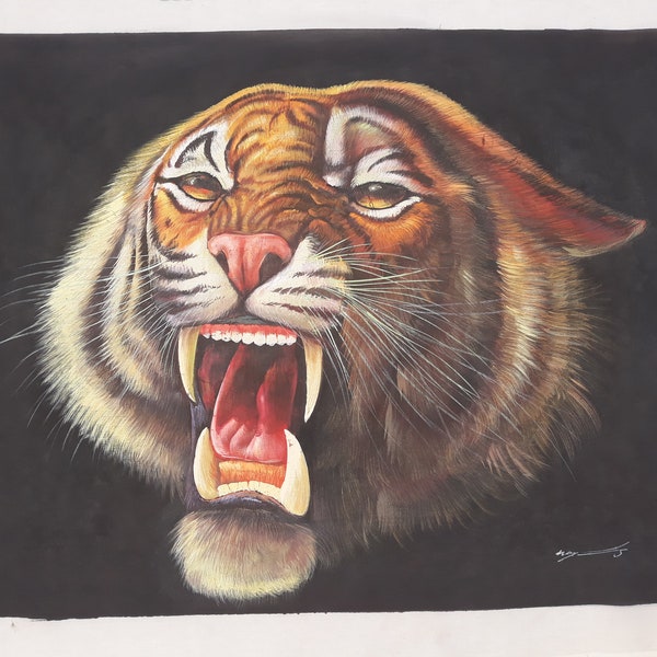 Tiger Silk Painting - Etsy