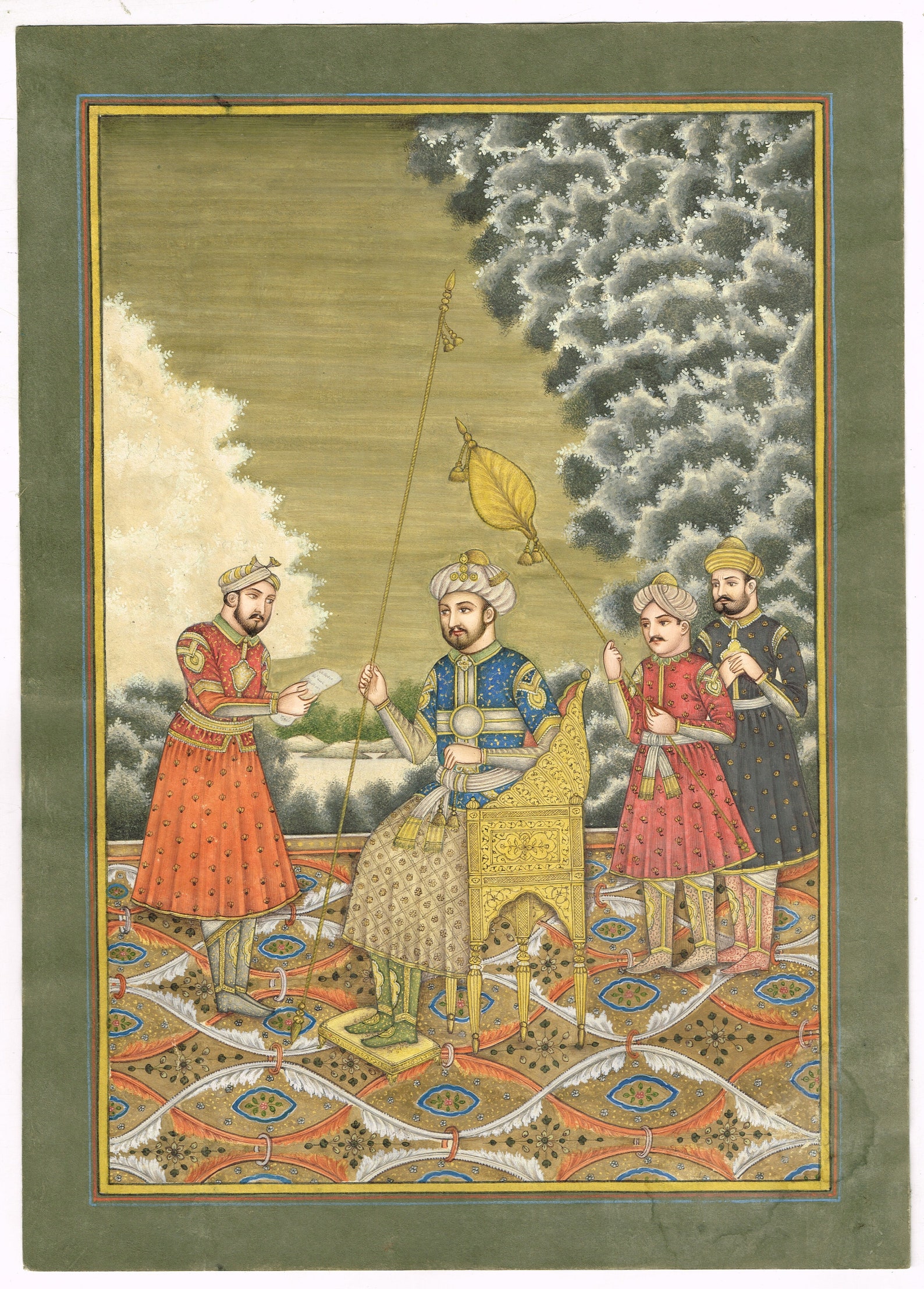 Indian Miniature Painting A Messenger Reading the Message for - Etsy