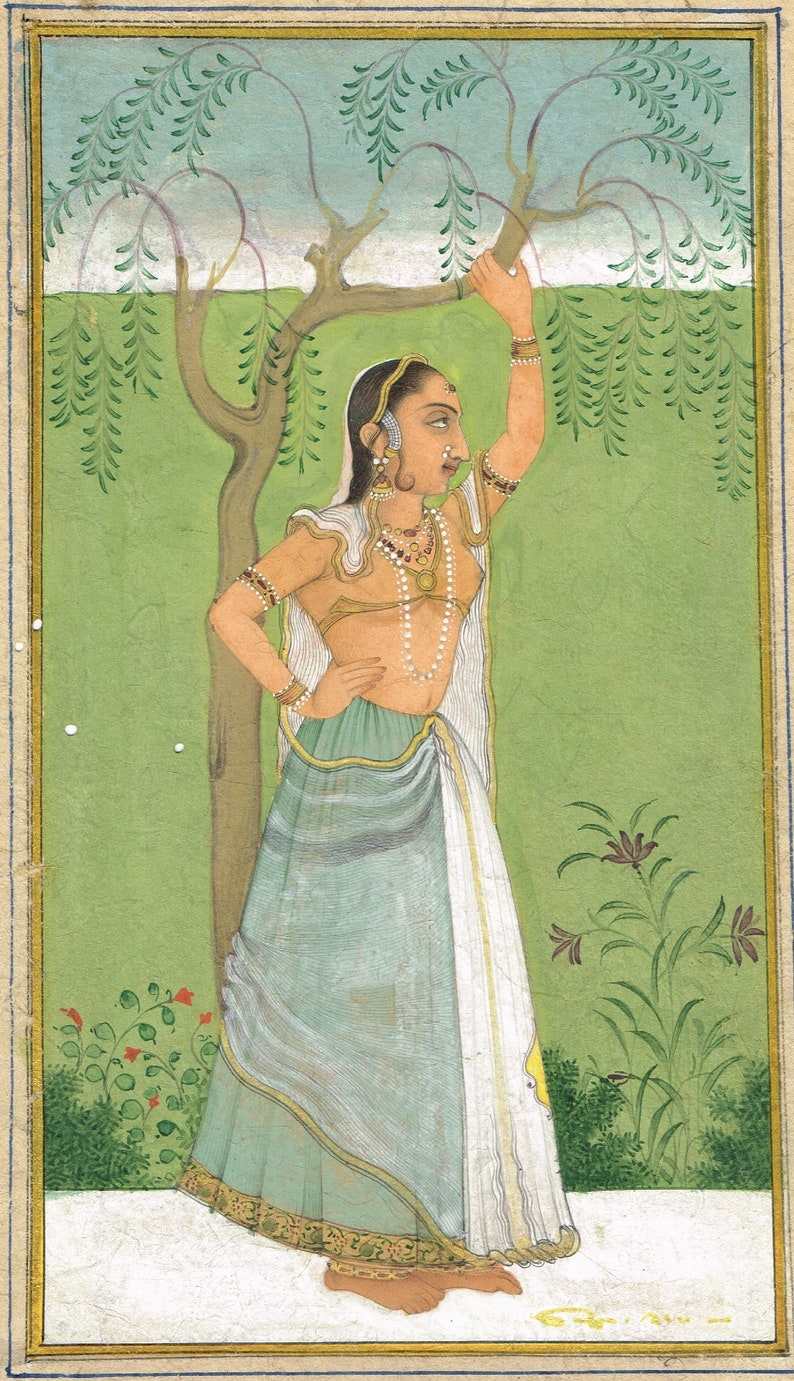Mughal Empress Nur Jahan Miniature Painting: Handmade Fine Art Portrait ...