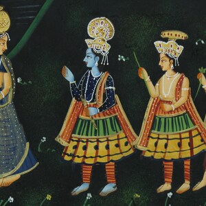Radha Krishna Painting for Wall Hindu Religious Art on Cloth 42x15 ...