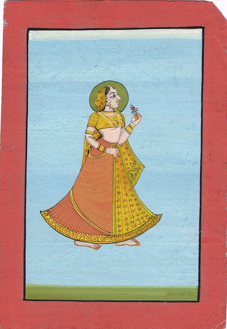 Miniature Portrait Painting of Rajput Queen Indian Old - Etsy
