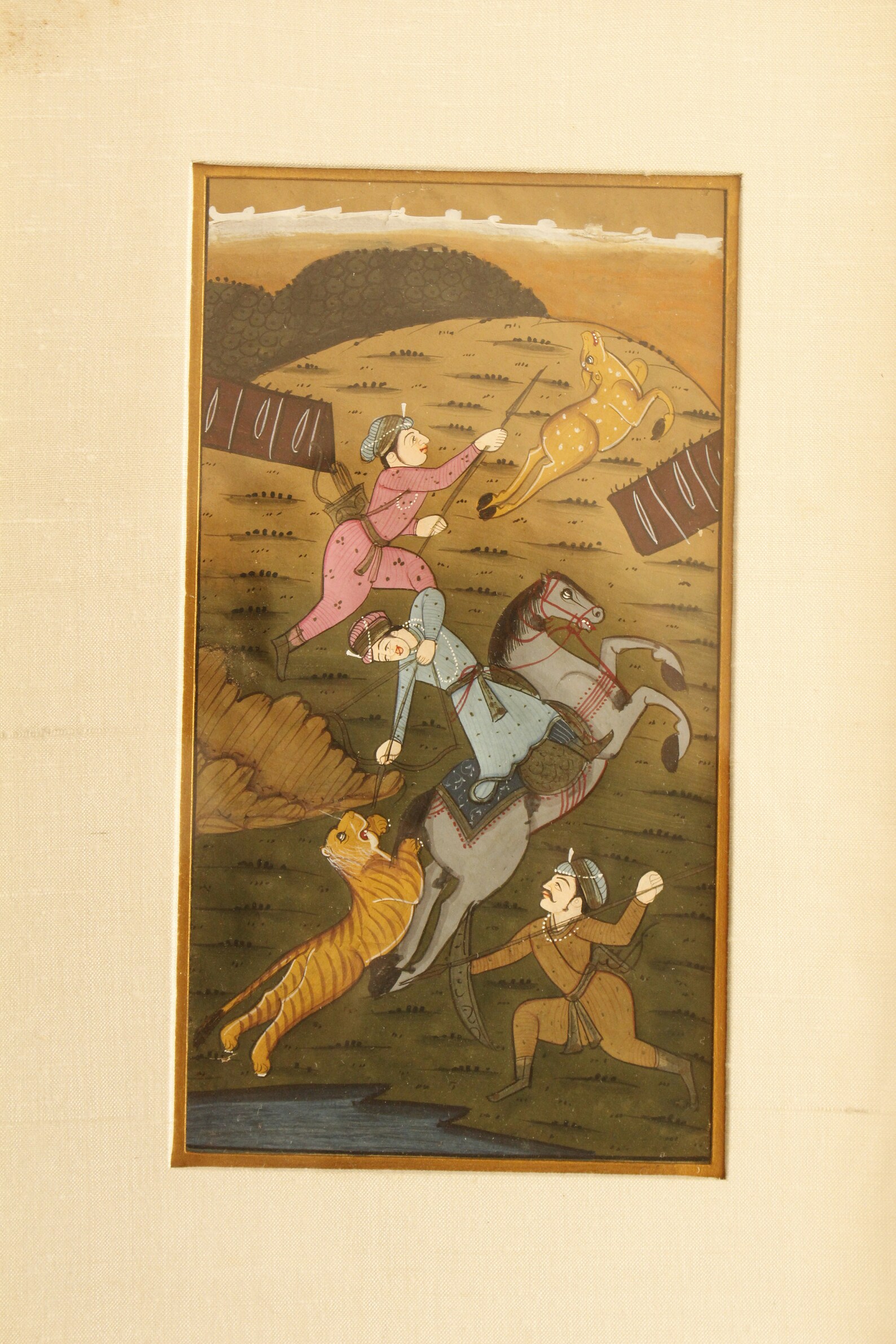 Mughal Miniature Painting With Frame Mughal Emperor Hunting | Etsy