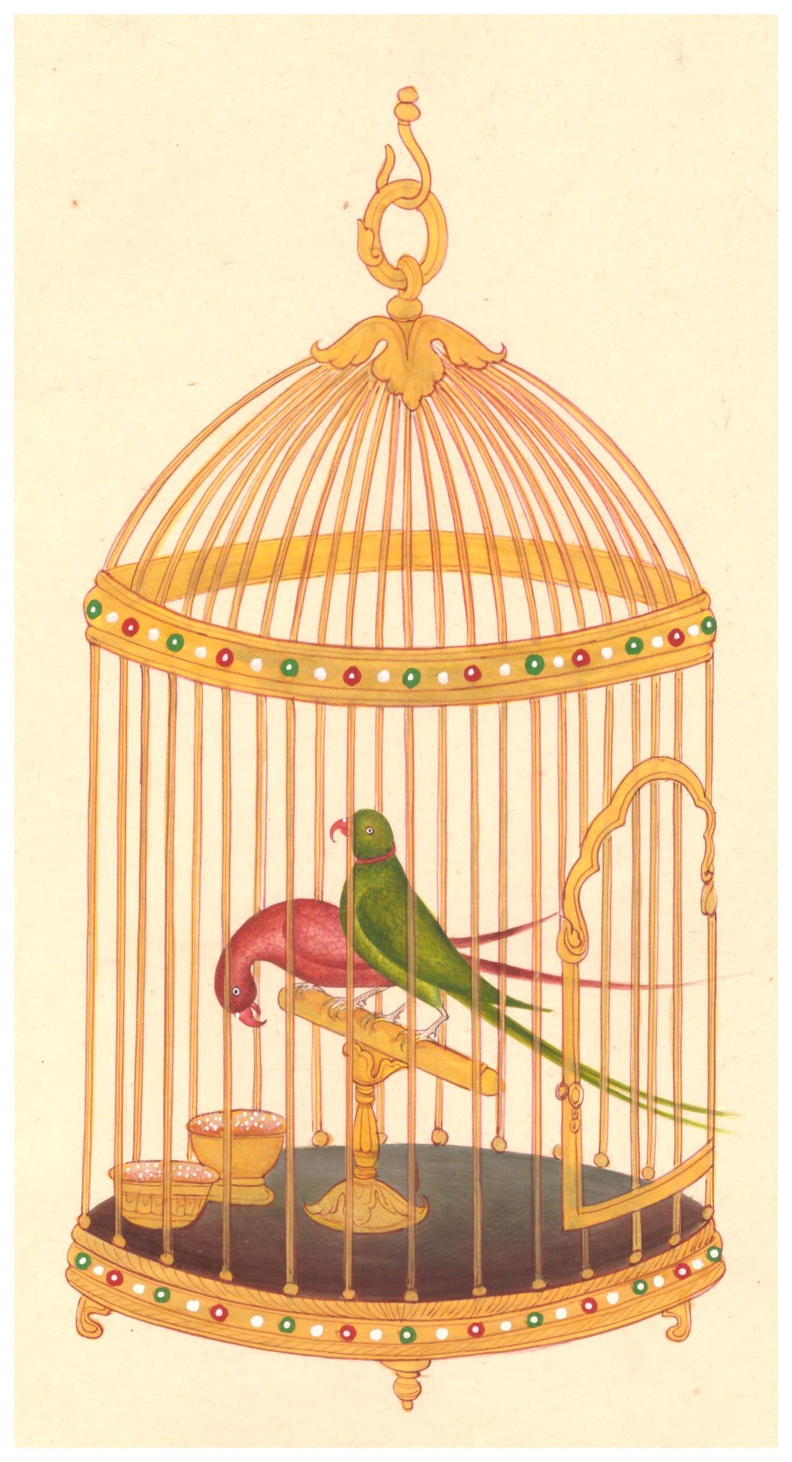 Parrots Miniature Painting: Handmade Mughal Bird Art (6.5x9.5 Inches ...