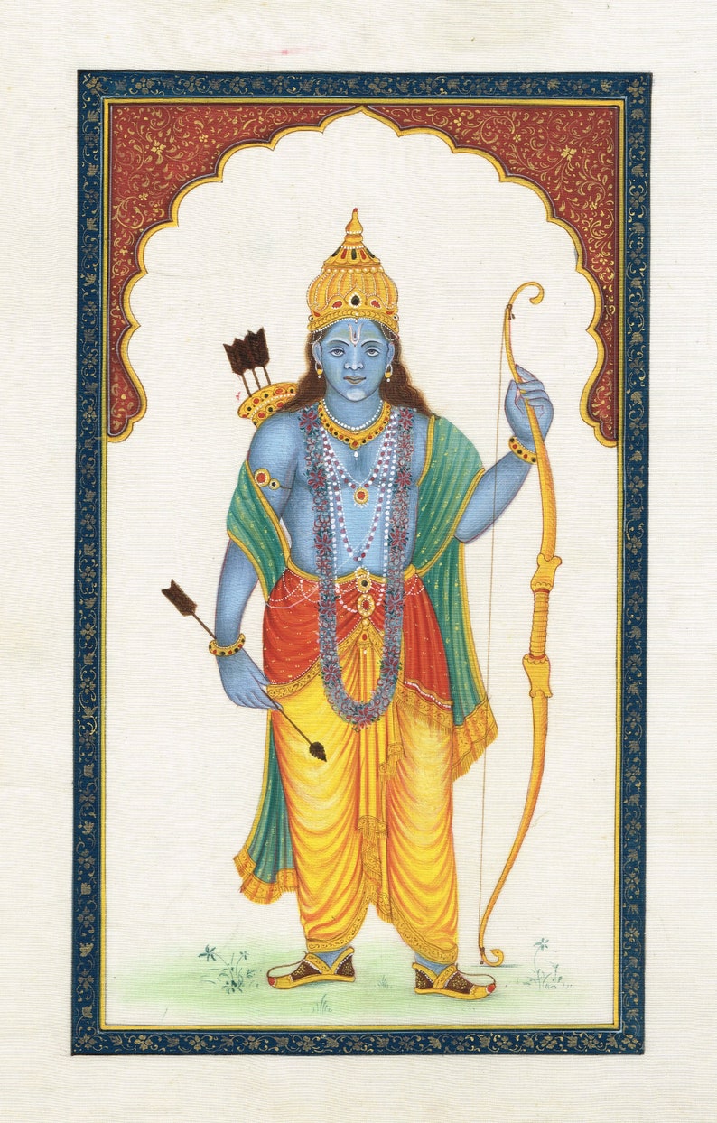 Buy Lord Ram Painting of Hindu Religious Art on Silk Cloth for Wall ...