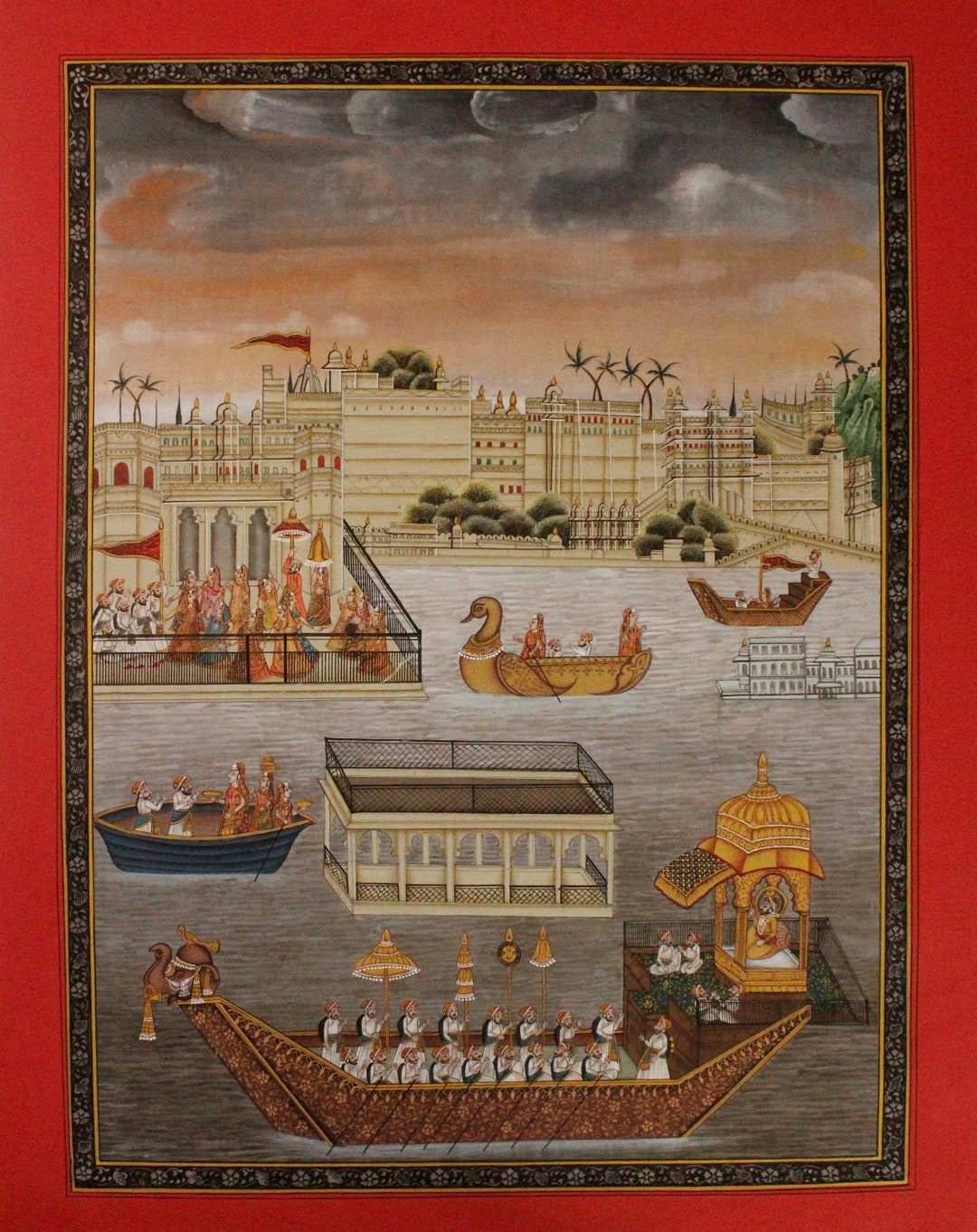 Indian Miniature Painting of Udaipur Lake Palace Handmade Fine Art on ...