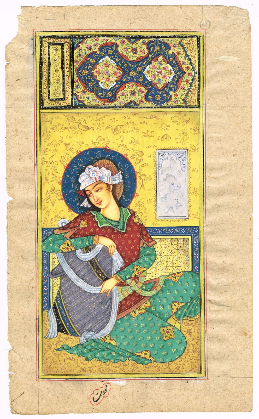 Persian Miniature Painting of Persian Woman Fine Art on Paper 6.5x10.5 ...