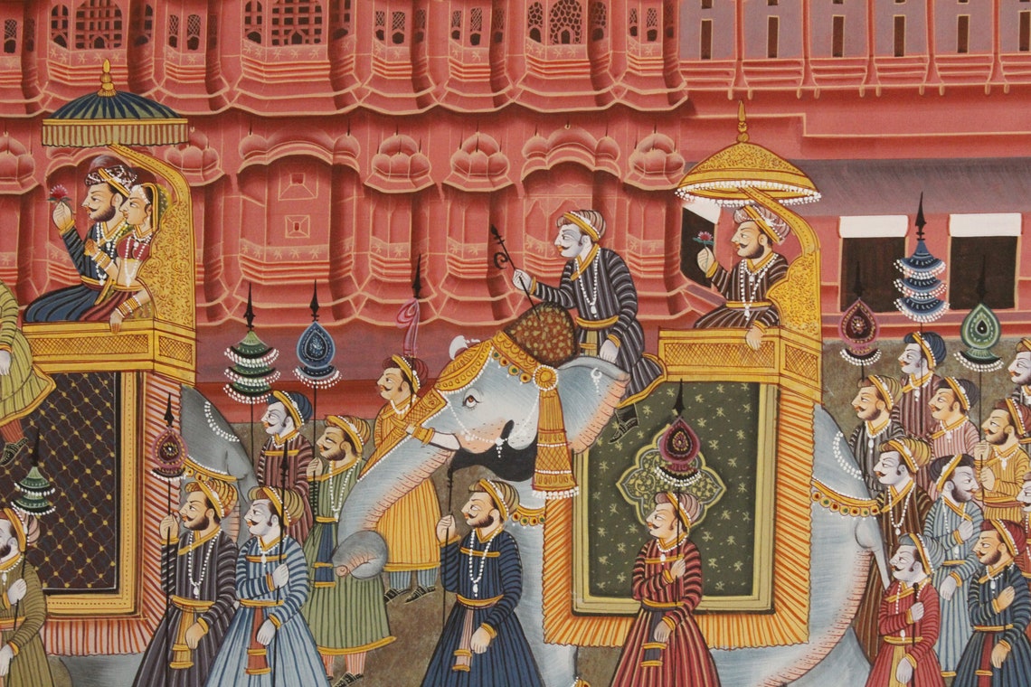 Rajasthani Miniature Painting of Jaipur Procession Art View - Etsy