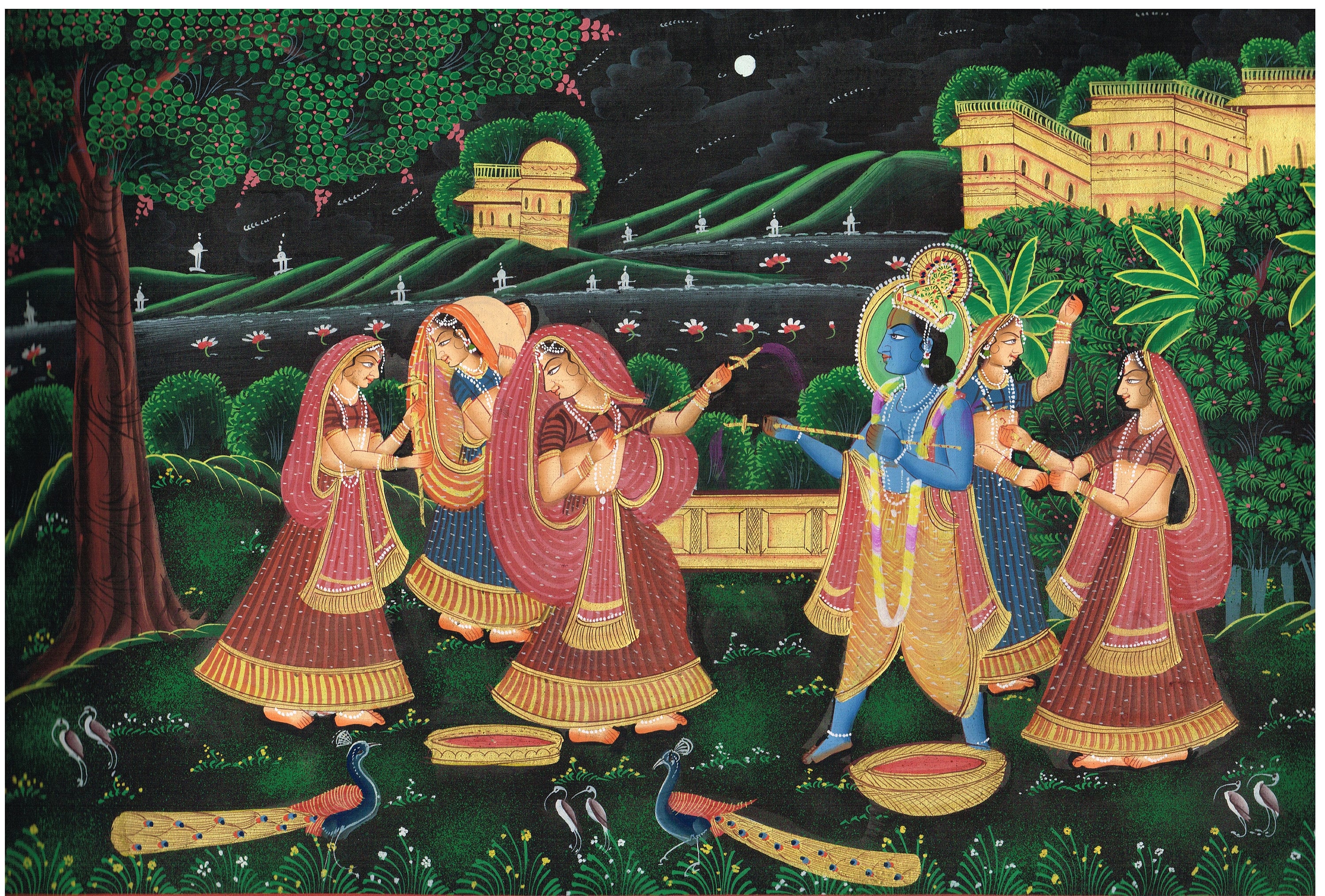 Lord Krishna Painting of Krishna Playing Holi With Radha & - Etsy