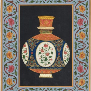 Indian Miniature Painting of Surahi Water Pot Handmade Gouache Pigments ...