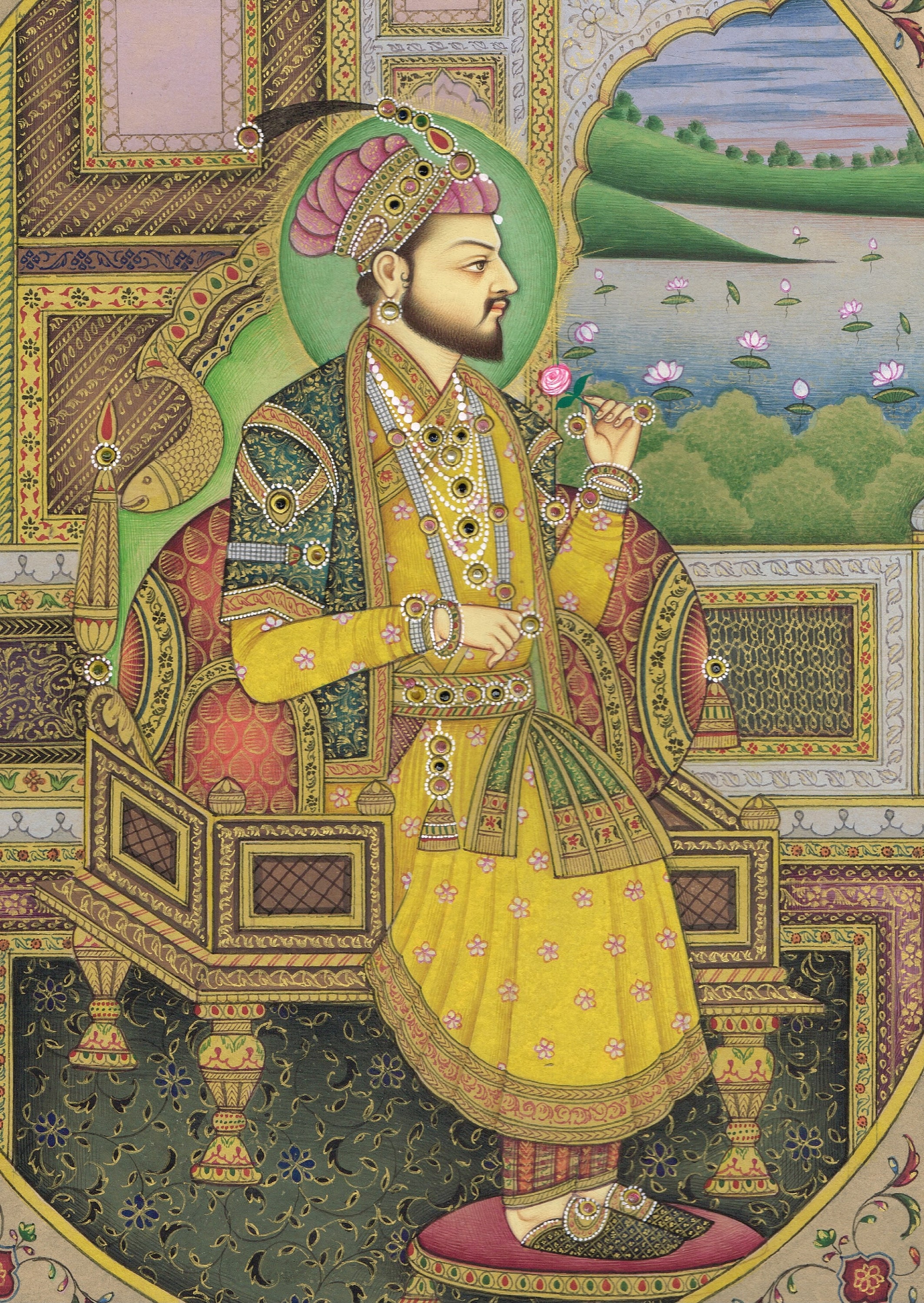 Miniature Portrait of Mughal Emperor Shahjahan Art 10.5x13.5 Inches ...