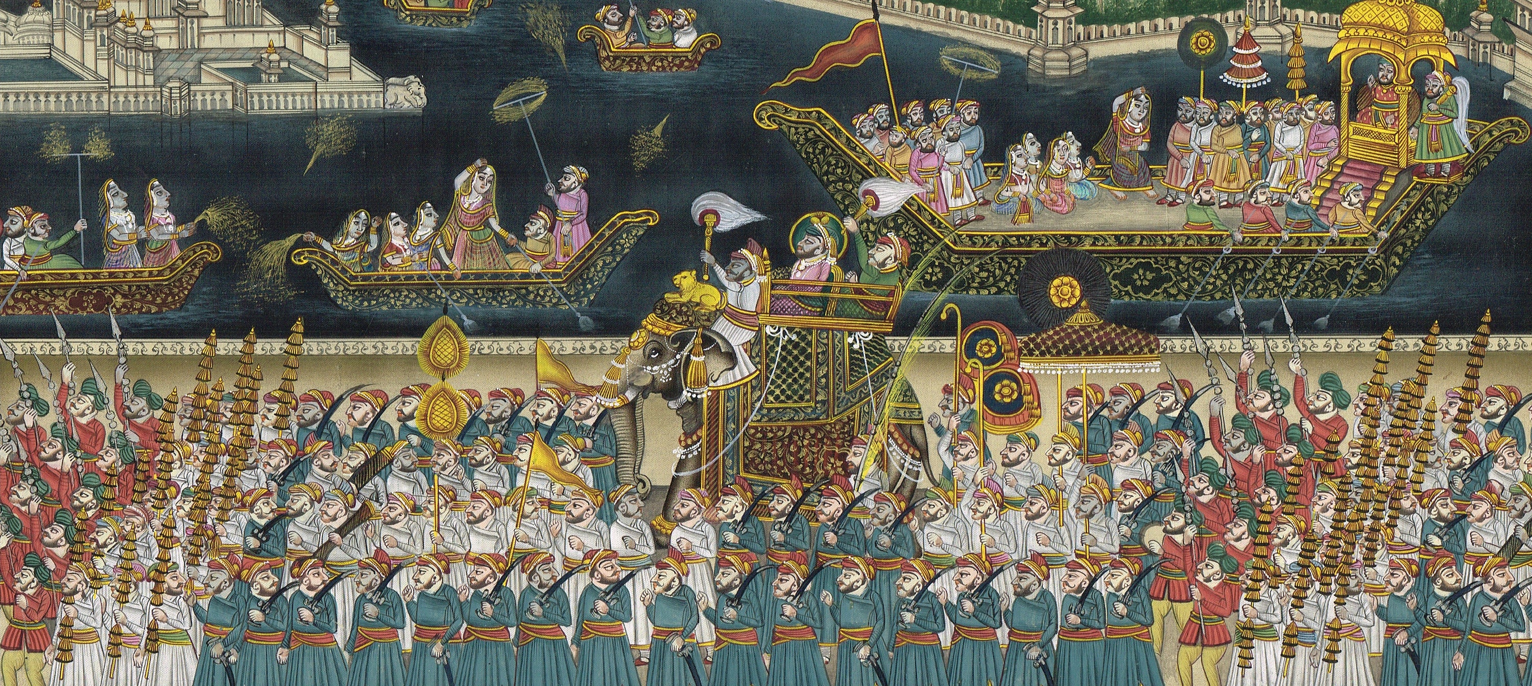 Handmade Rajasthani Painting of Udaipur mewar Procession Art - Etsy