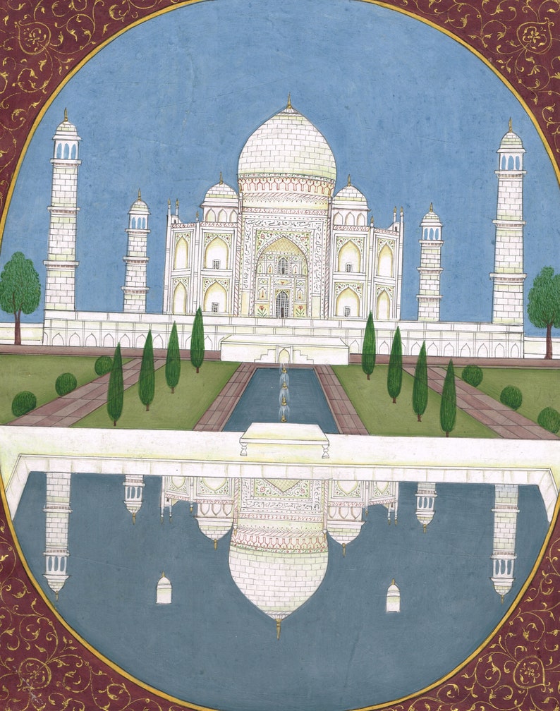 Indian Vintage Art Paintings of Taj Mahal Symbol of Love Wonder of ...